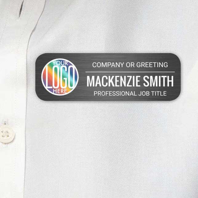 DIY Colour Brushed Black Printed Plastic Employee Name Tag | Zazzle