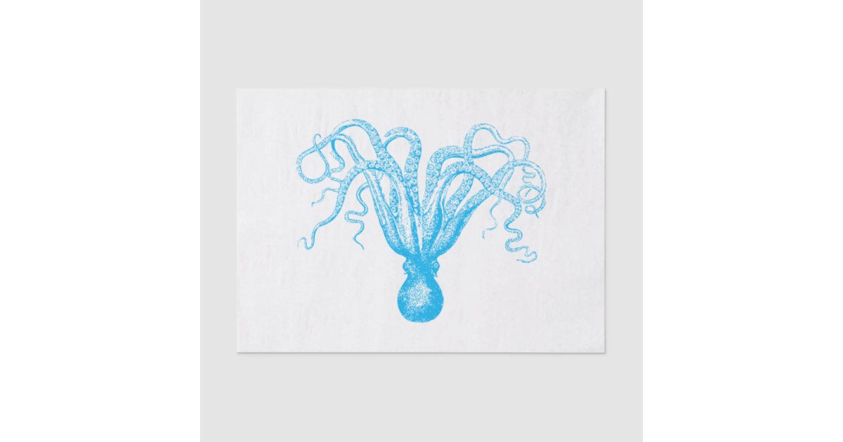 DIY Colour Vintage Stylised Octopus Drawing #8 Tissue Paper | Zazzle