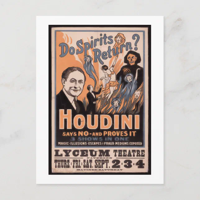 Do spirits return? Houdini says no Postcard | Zazzle