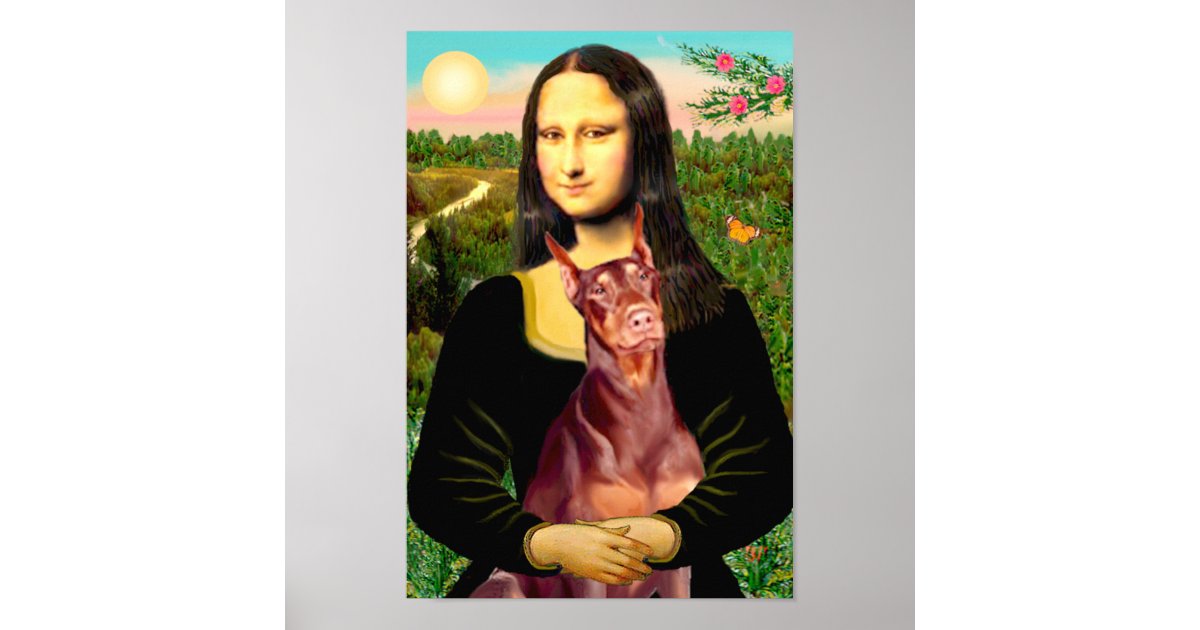Doberman Pinscher (red) - Mona Lisa Poster | Zazzle