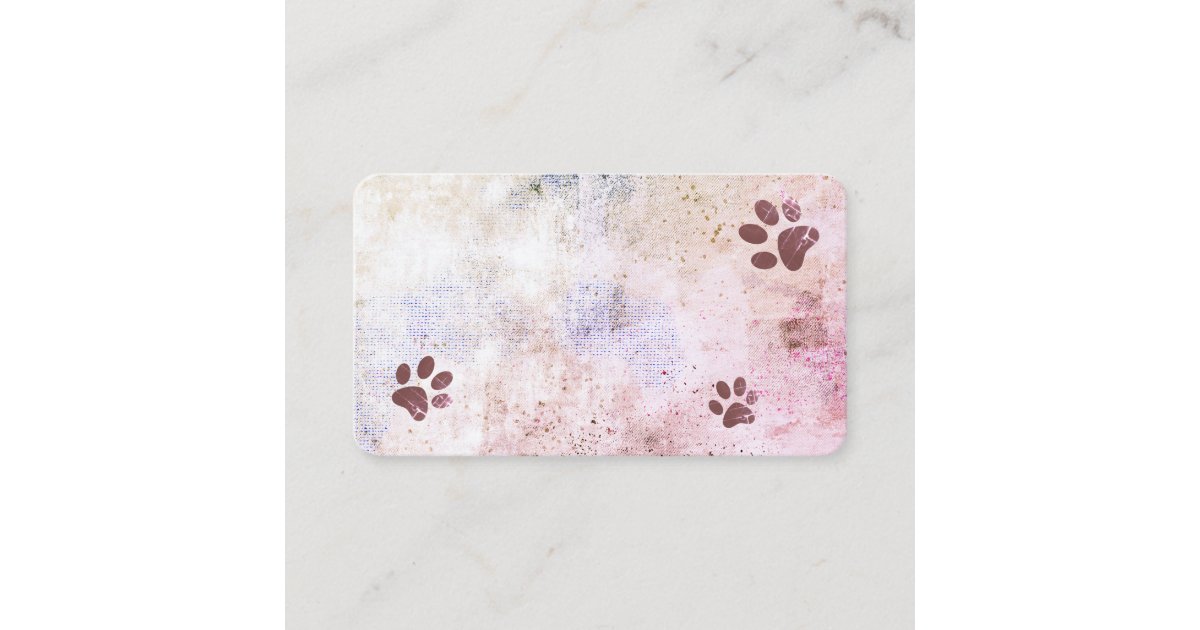 dog paw prints watercolor splatter paint design business card | Zazzle