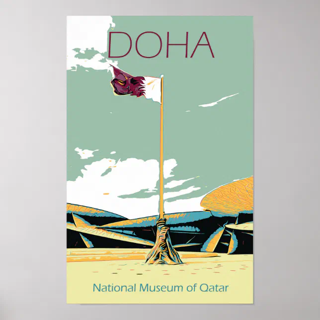 Doha National Museum illustration Qatar Poster | Zazzle