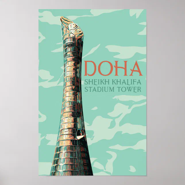 Doha Sheikh Khalifa Stadium illustration Qatar Poster | Zazzle