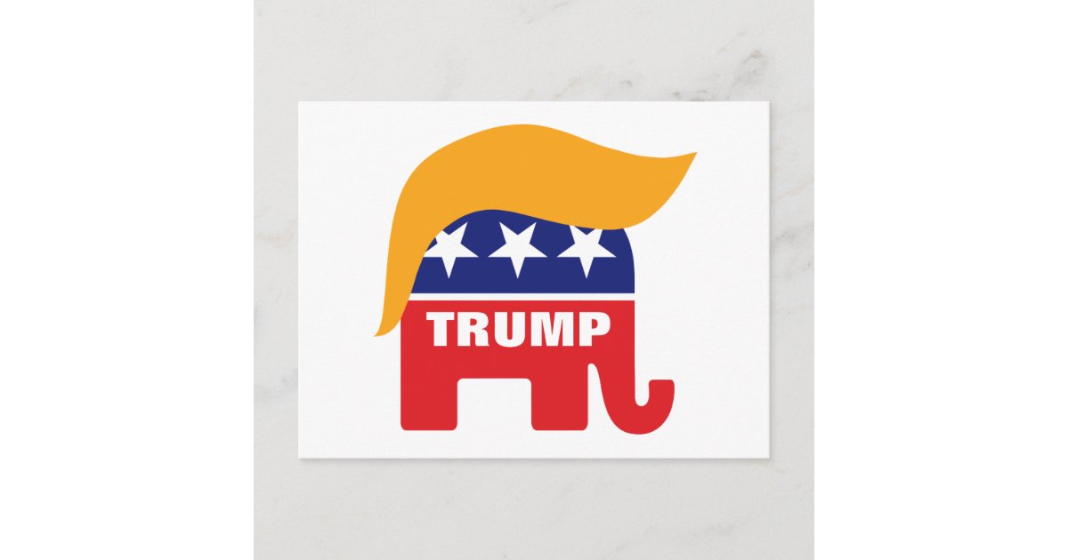Donald Trump Hair GOP Elephant Logo Postcard | Zazzle