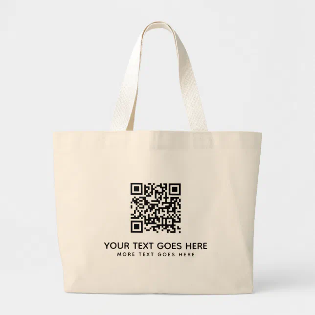 Double Side Print Your Company Logo Here QR Code Large Tote Bag | Zazzle