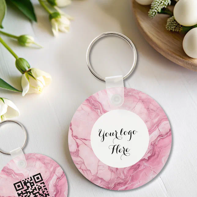 Double sided Logo QR Code keychain | Zazzle