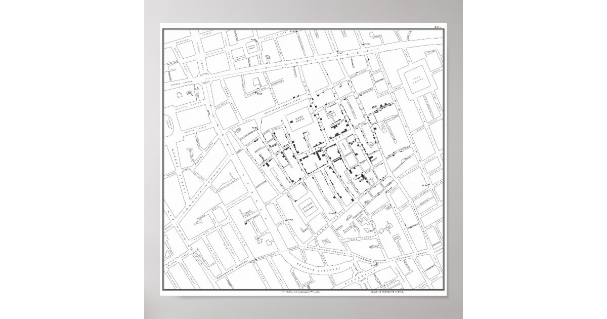 Dr. John Snow: Cholera Map of London, 1854 Poster | Zazzle