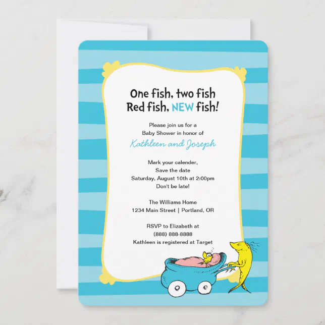 Dr. Seuss | One Fish - Boy Baby Shower Invitation | Zazzle