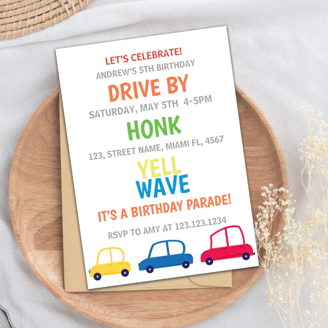 Drive by Birthday Parade Invitation,Boy Invitation | Zazzle