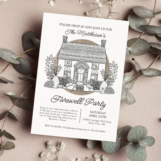 Drop In Cute House Farewell Party Invitation | Zazzle