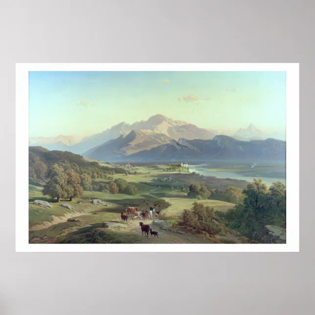 Drover on Horseback with his Cattle in a Mountaino Poster | Zazzle