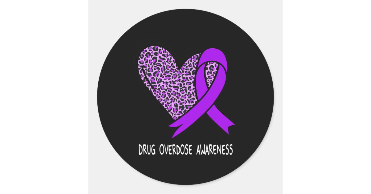 Drug Overdose Awareness Purple Ribbon Classic Round Sticker | Zazzle