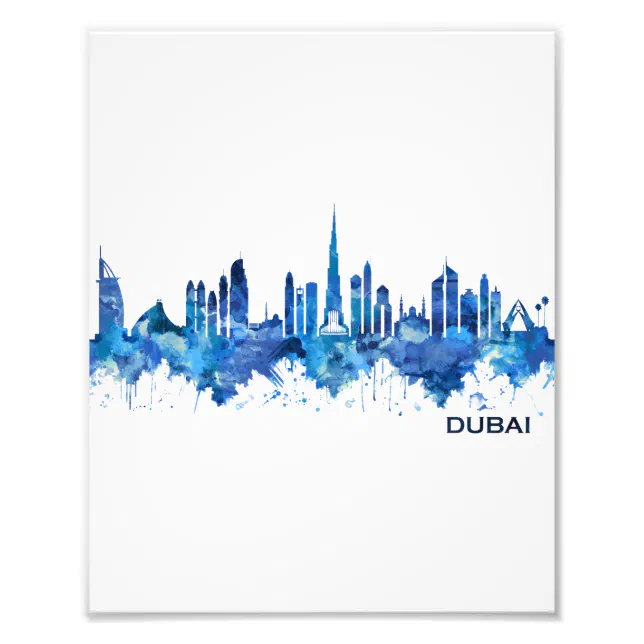 Dubai UAE Skyline Blue Photo Print | Zazzle