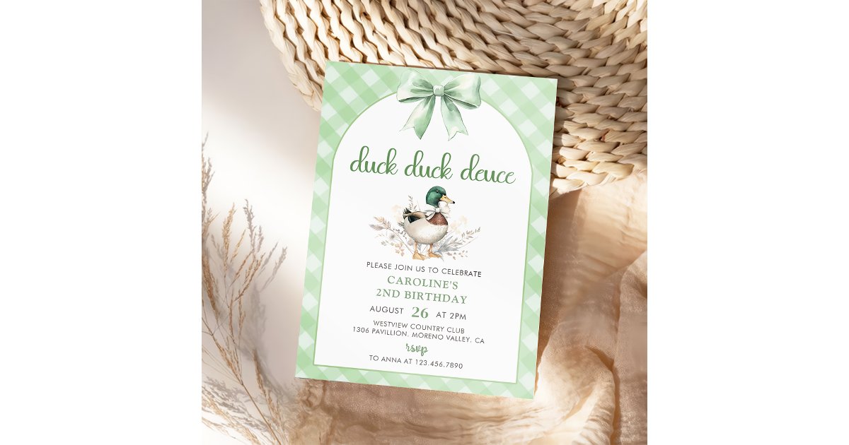 Duck Duck Deuce 2nd Birthday Invitation | Zazzle