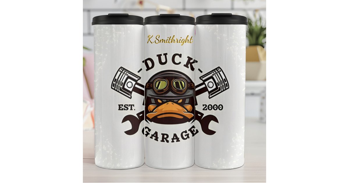 Duck Garage Mechanic Logo Design Thermal Tumbler | Zazzle
