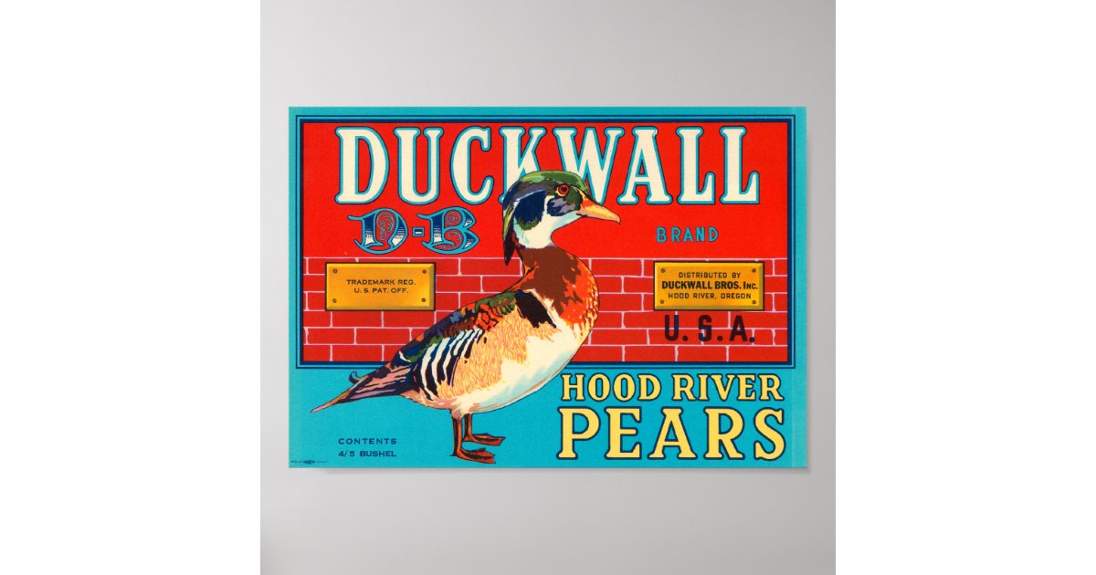 Duckwall Hood River Pears Vintage Crate Label Poster | Zazzle