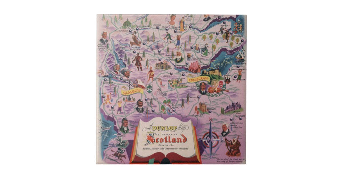 Dunlop Map of Central Scotland Ceramic Tile | Zazzle