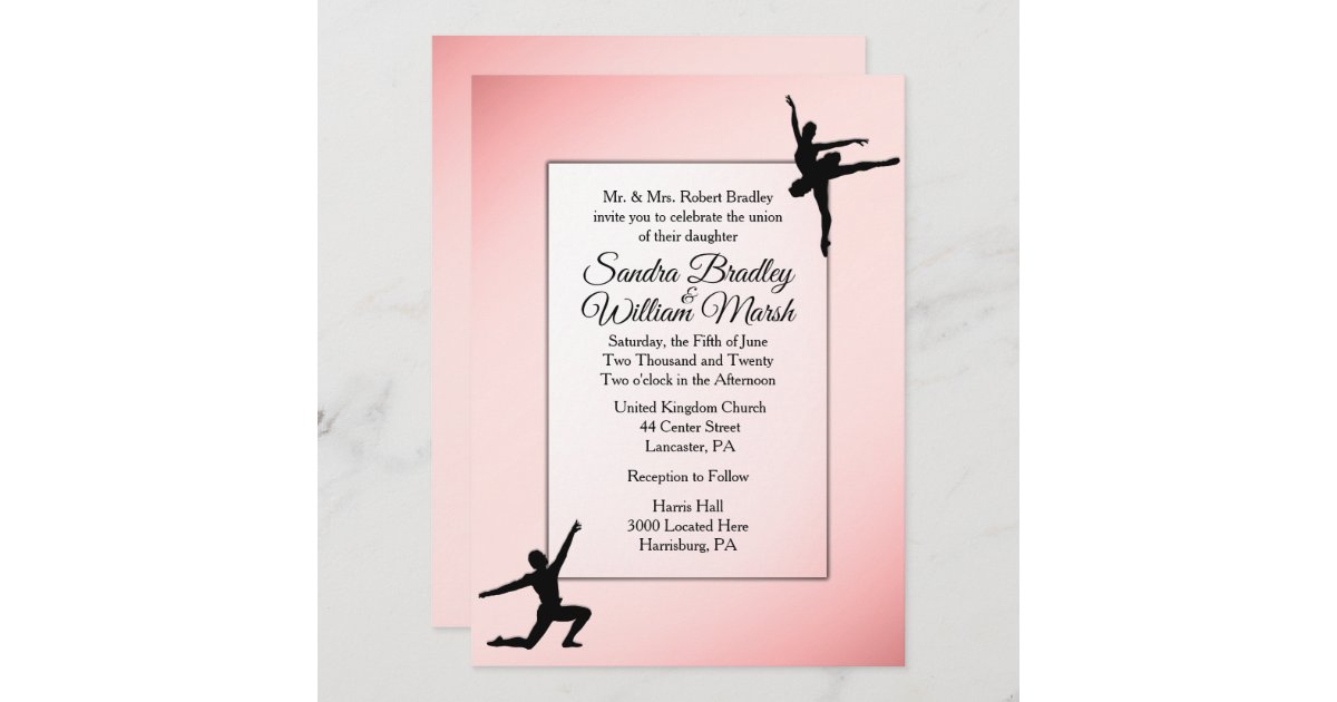 Dusty Rose Ballet Dance Wedding Invitation | Zazzle