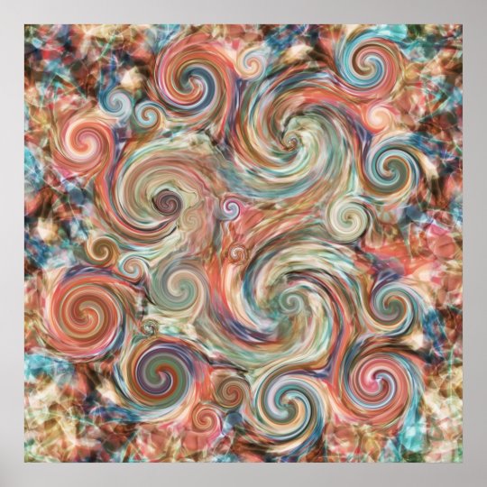 Earth Pastel Swirls Colourful Print | Zazzle.com.au