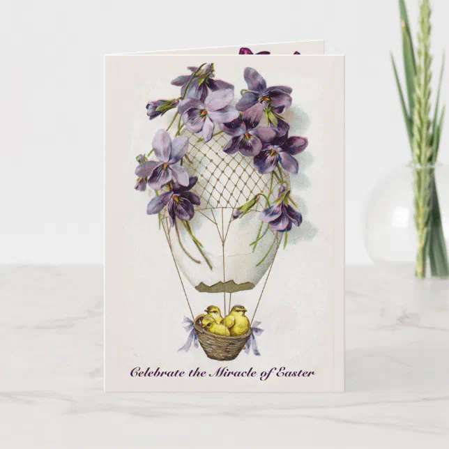Easter Lilies Balloon Vintage Greeting Card | Zazzle
