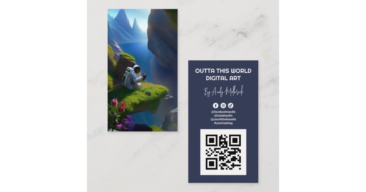 Editable Digital Artist QR Code Business Card | Zazzle