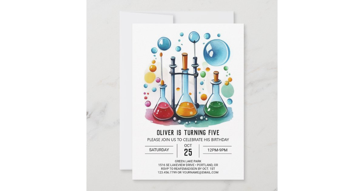Editable Discovery Potion Scientist Birthday Invitation | Zazzle