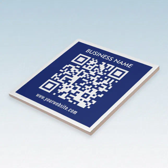 Editable (instantly generated) QR code | Navy Blue Ceramic Tile | Zazzle