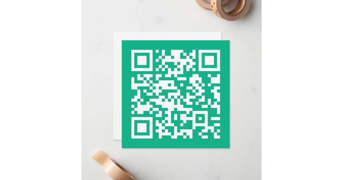 Editable QR Code Generate Your Own | Teal Green Card | Zazzle