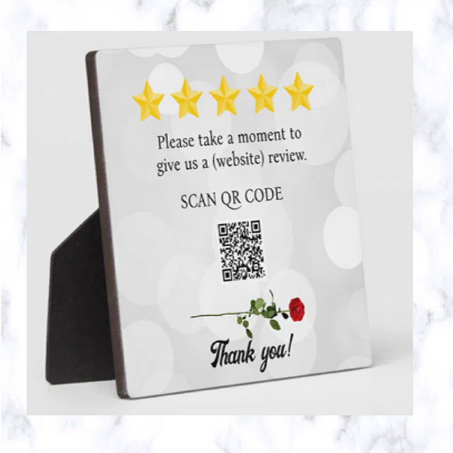 Editable QR Code Review and Rose Plaque | Zazzle