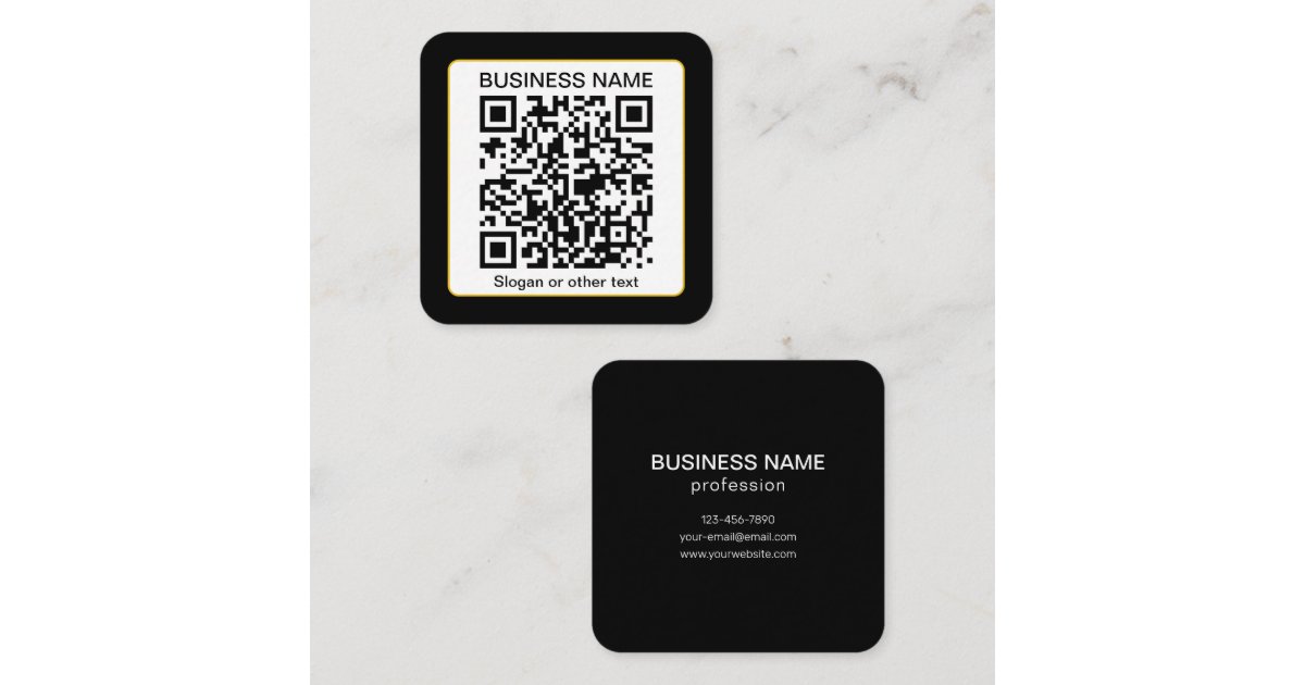Editable Scannable QR code + Your Business Name Square Business Card ...