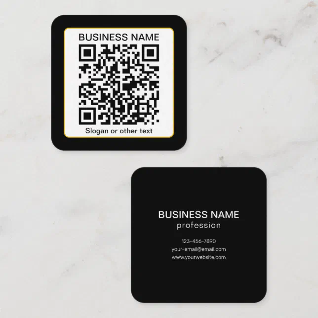 Editable Scannable QR code + Your Business Name Square Business Card ...