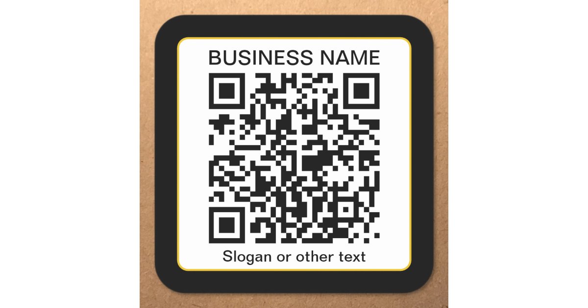 Editable Scannable QR code + Your Business Name Square Sticker | Zazzle