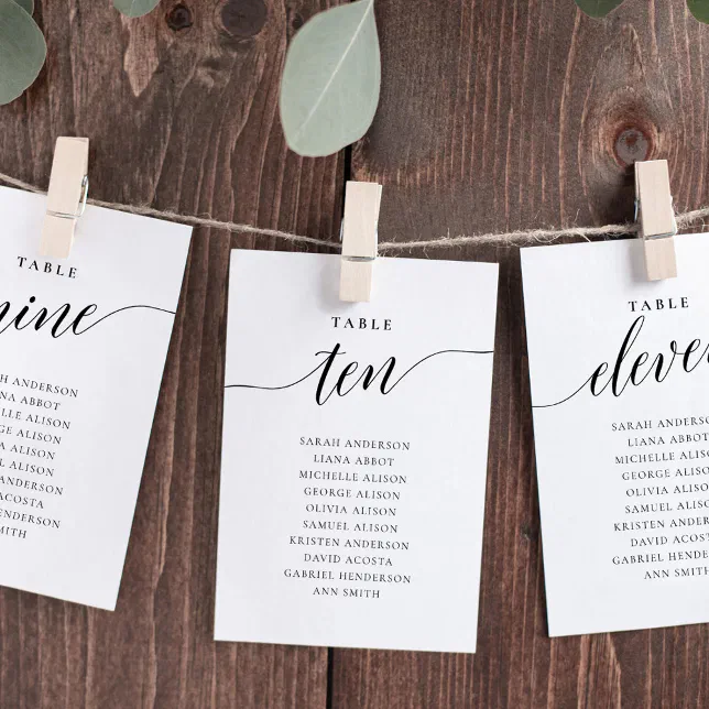 Editable Table Number Ten Seating Chart Card | Zazzle