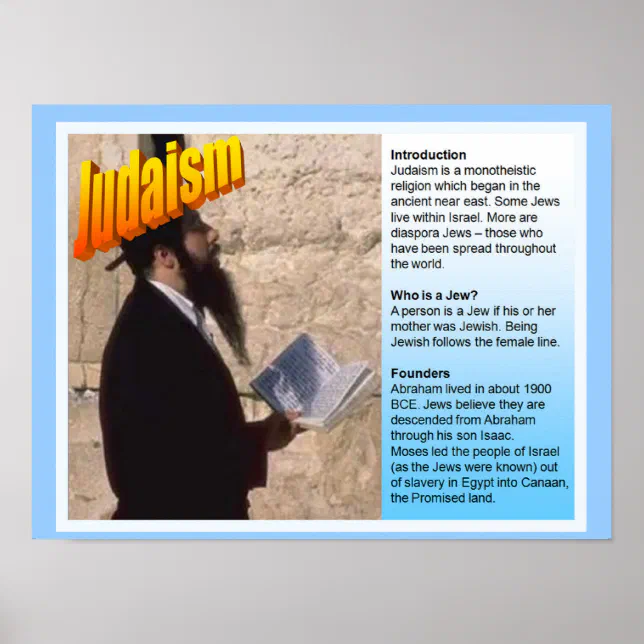 Education, World Religions, Judaism Fact File Poster | Zazzle