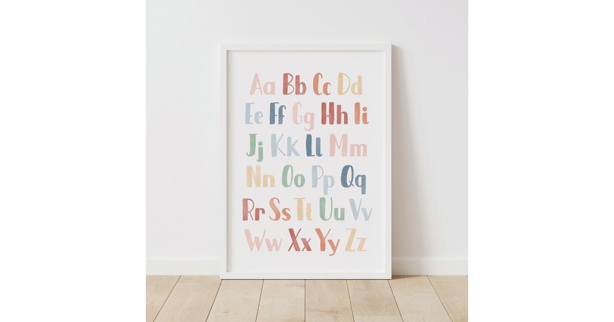 Educational Rainbow Watercolor Alphabet Poster | Zazzle