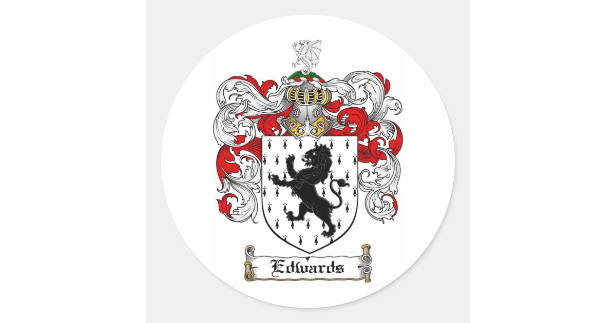 EDWARDS FAMILY CREST - EDWARDS COAT OF ARMS CLASSIC ROUND STICKER | Zazzle