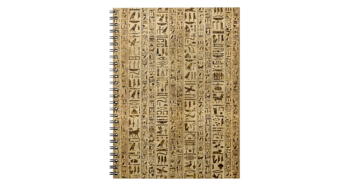 Egyptian hieroglyphs on papyrus notebook | Zazzle