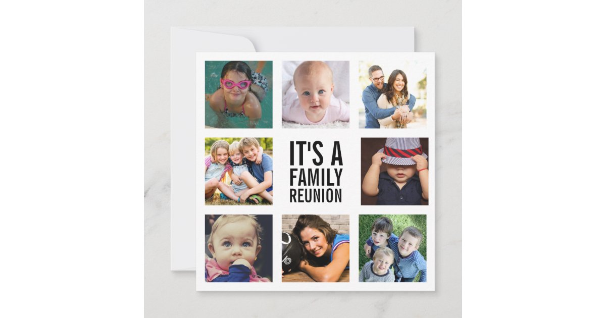 Eight Family Reunion Photo Collage White Invitation | Zazzle