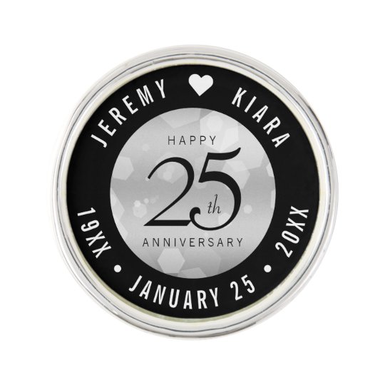 Elegant 25th Silver Wedding Anniversary Lapel Pin | Zazzle.com.au