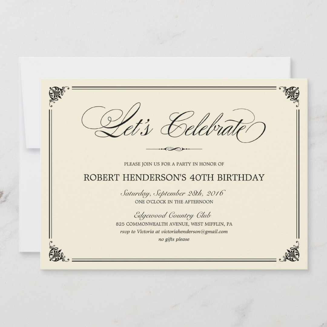 Elegant Birthday Invitations | Zazzle