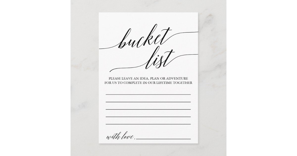 Elegant Black Calligraphy Bucket List Cards | Zazzle