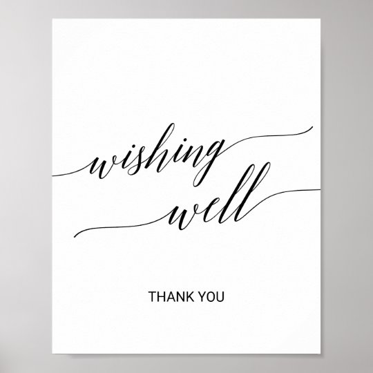 Elegant Black Calligraphy Wishing Well Sign | Zazzle.com.au