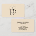 Elegant Black Monogram Initial Script Champagne Business Card | Zazzle