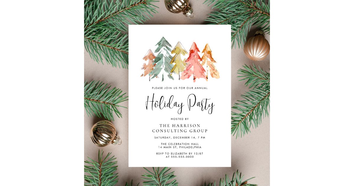 Elegant Business Corporate Christmas Holiday Party Invitation | Zazzle
