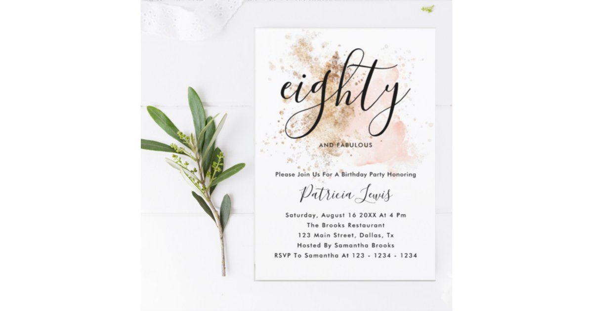 Elegant Calligraphy Woman 80th Birthday Invitation | Zazzle