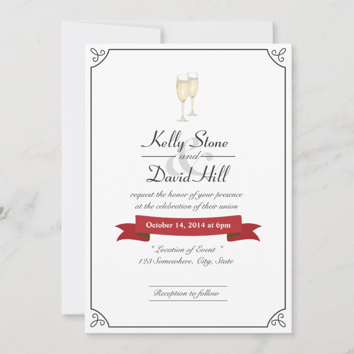 Elegant Champagne Toast Wedding Invitations | Zazzle