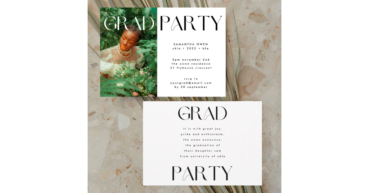 Elegant Custom Text Grad Photo Party Invitation | Zazzle