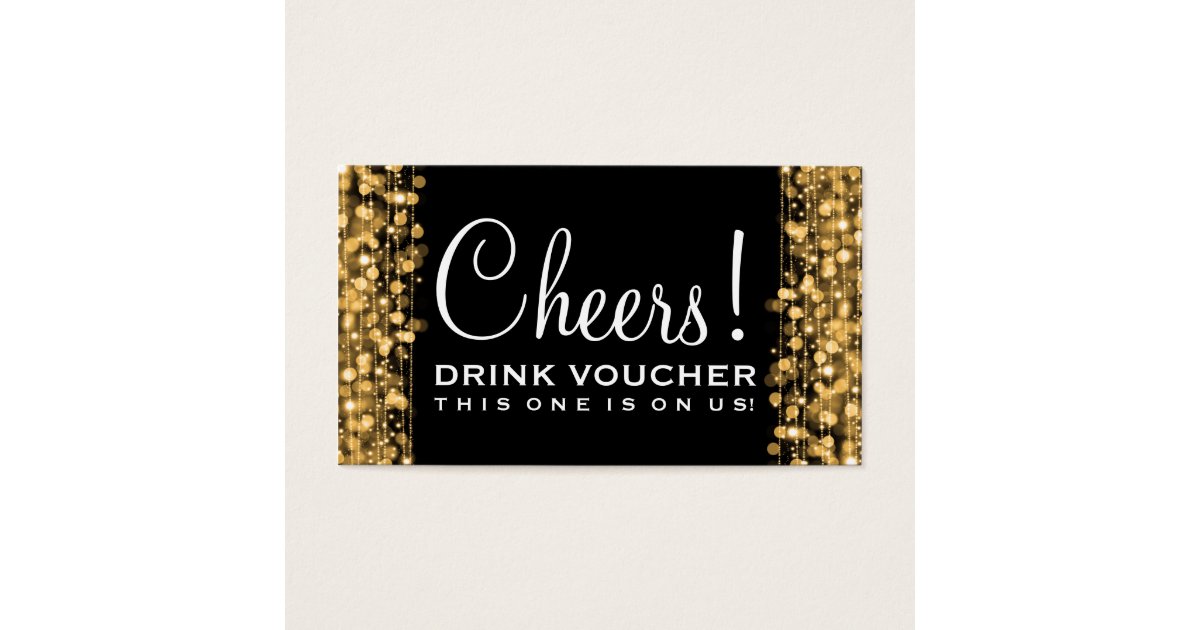 Elegant Drink Voucher Party Sparkles Gold | Zazzle