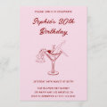 Elegant Girly Martini Pink Cocktail 30th Birthday Invitation | Zazzle