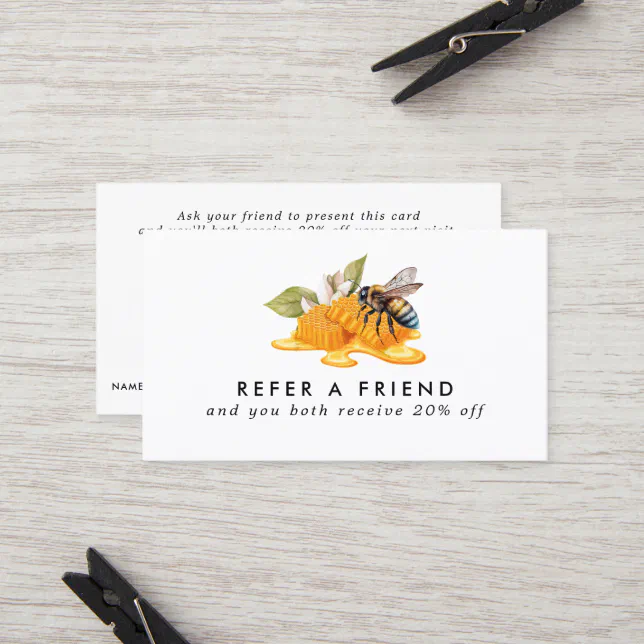 Elegant Honeycombs with bee Referral Card | Zazzle